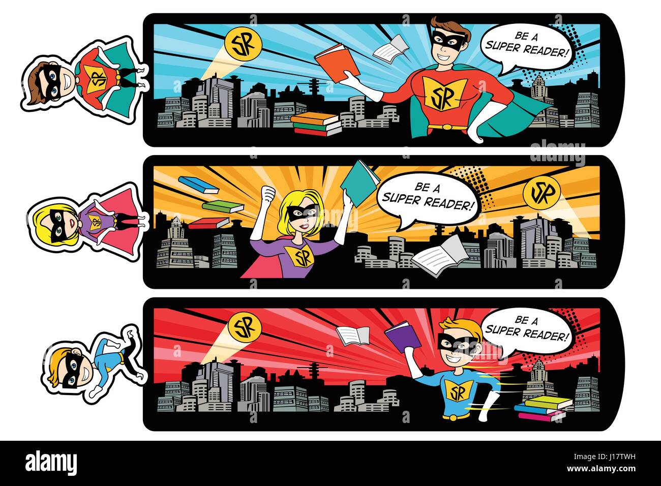 A vector illustration of super reader bookmark design Stock Vector ...