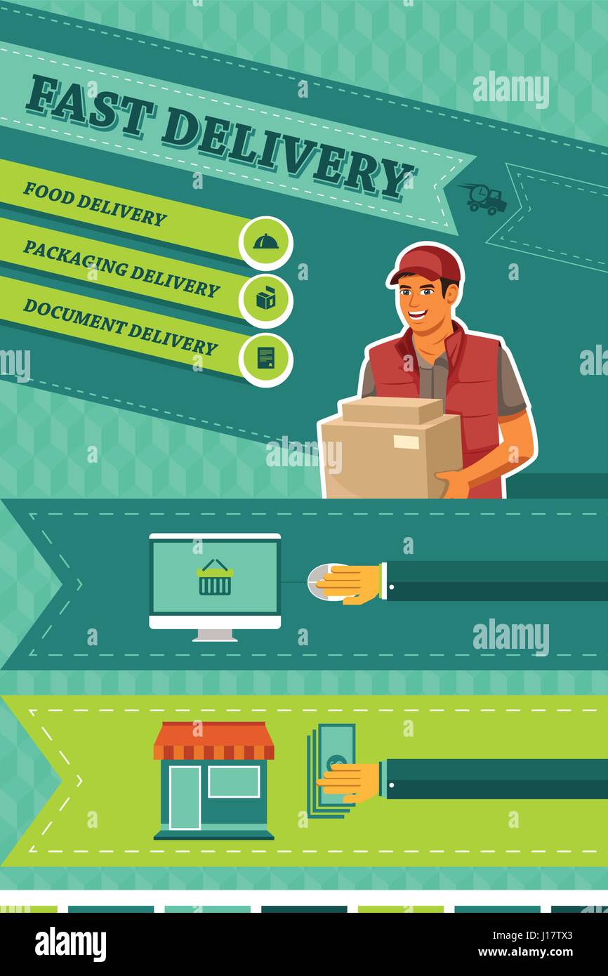 A vector illustration of man delivering a package Stock Vector Image ...