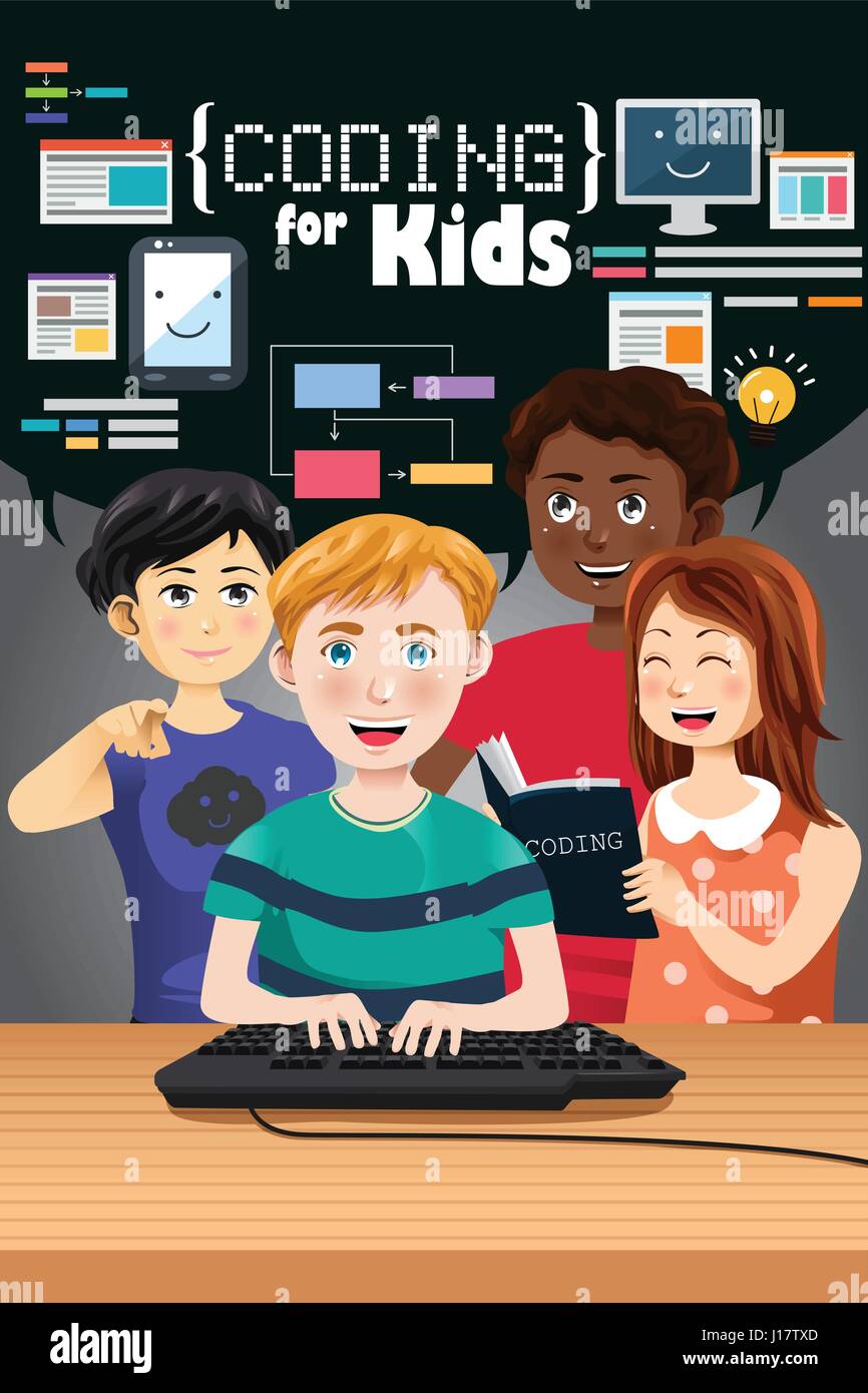 A vector illustration of coding for kids poster Stock Vector Image ...
