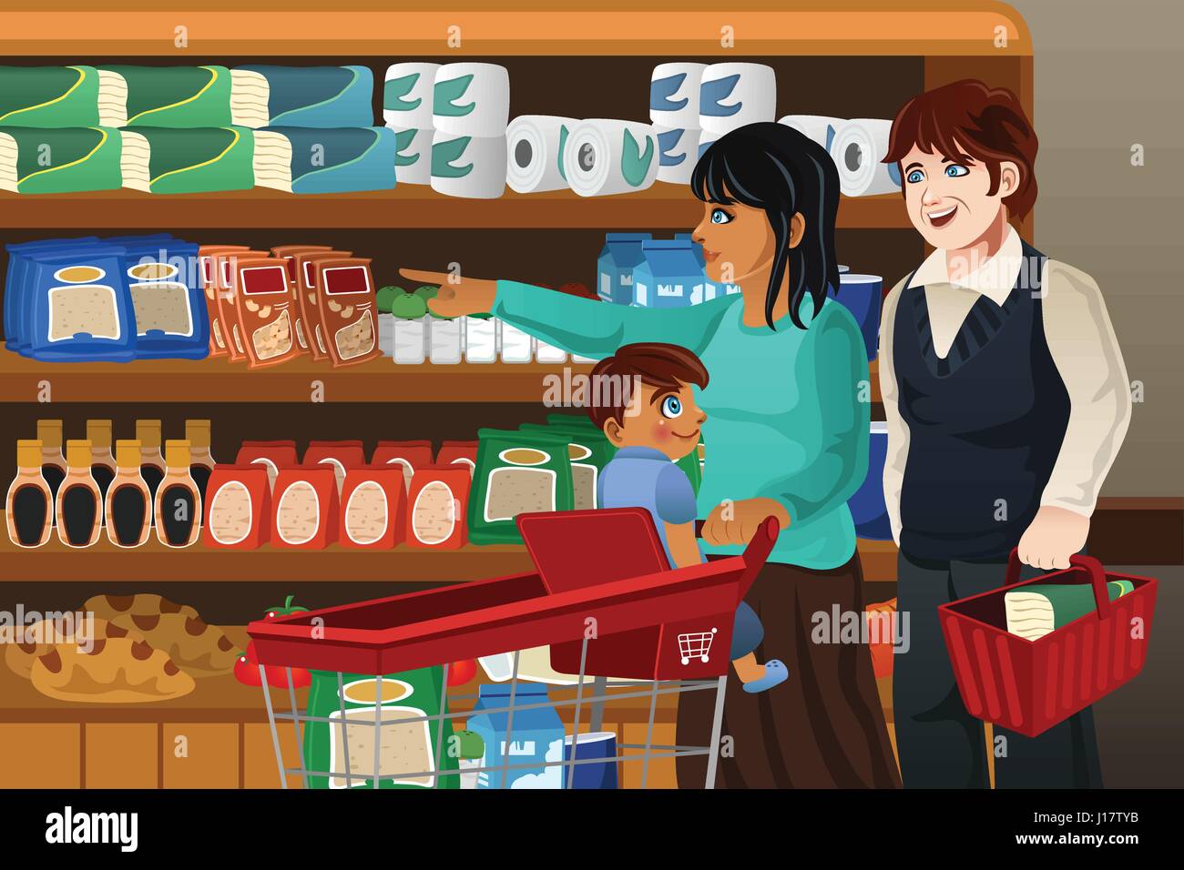 Grocery shopping Stock Vector Images - Alamy