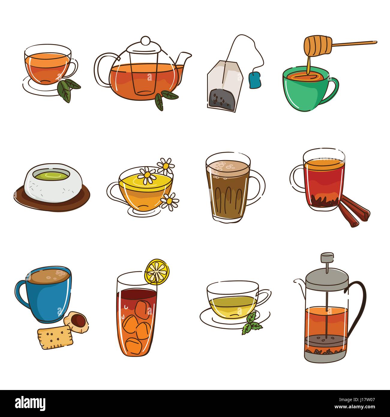 A vector illustration of tea icon sets Stock Vector Image & Art - Alamy