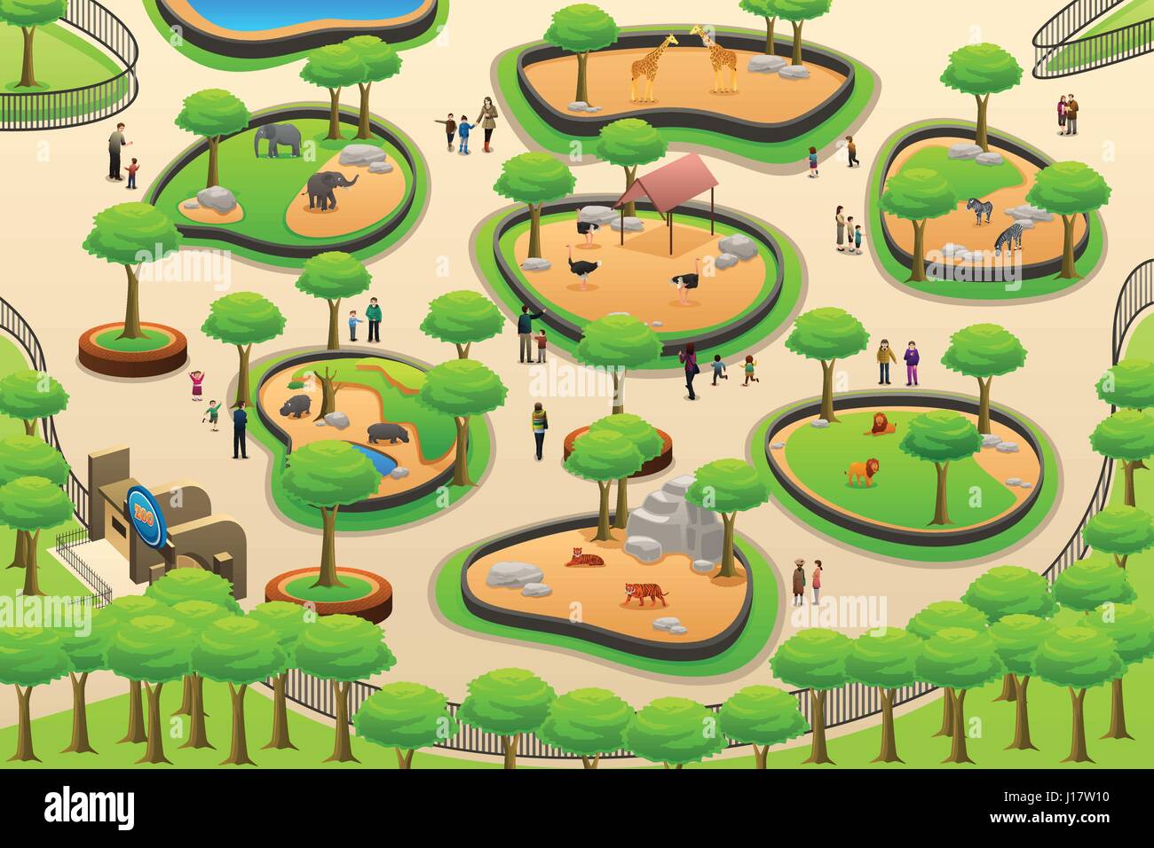 A vector illustration of people visiting a zoo Stock Vector Image & Art ...