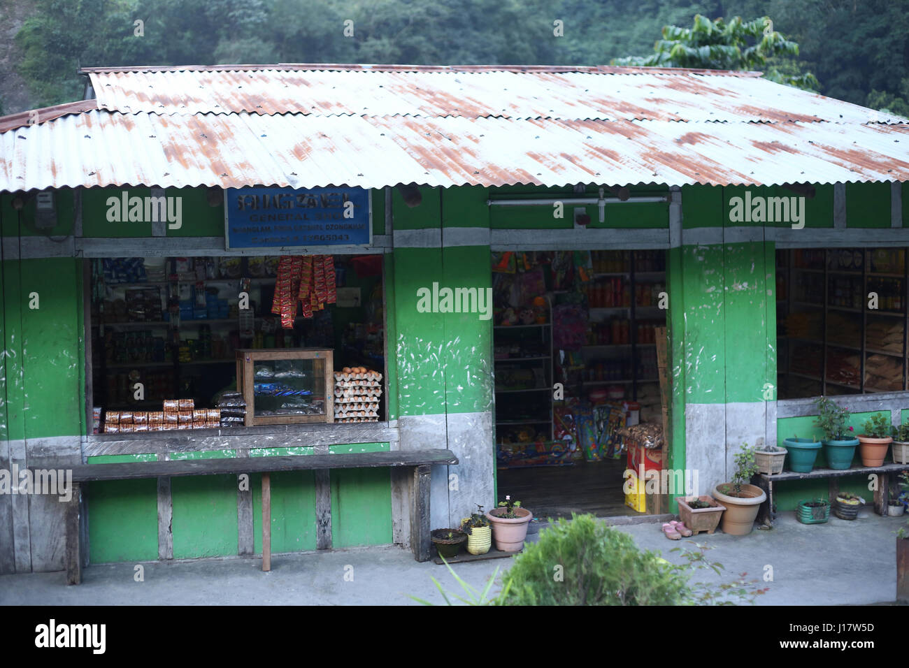 Roadside grocery shop. Nganglam, Bhutan Stock Photo - Alamy