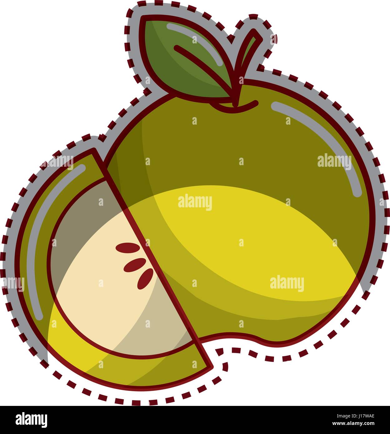 sticker green apple fruit icon stock Stock Vector Image & Art - Alamy