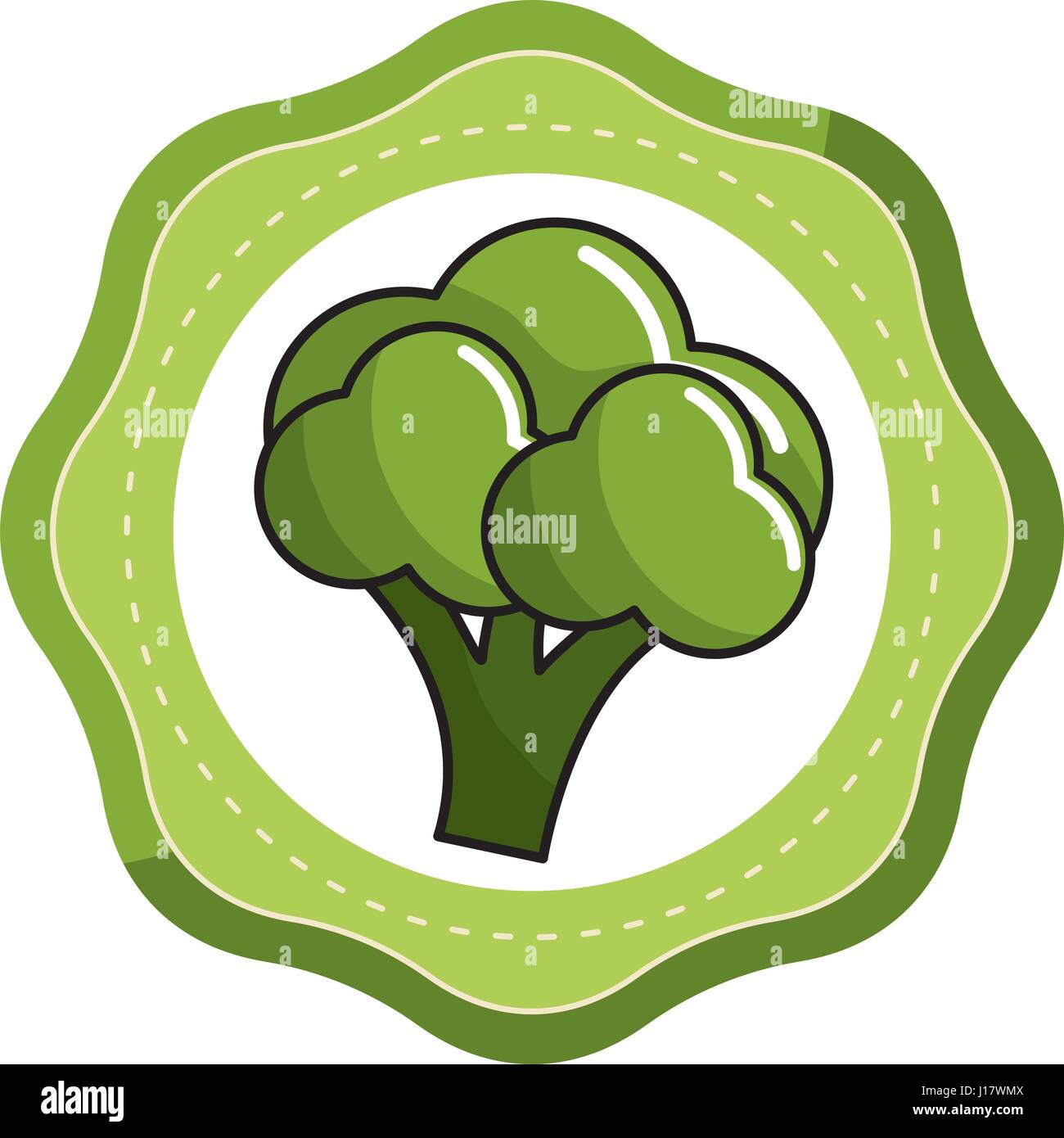 emblem sticker healthy broccoli vegetable icon Stock Vector Image & Art ...