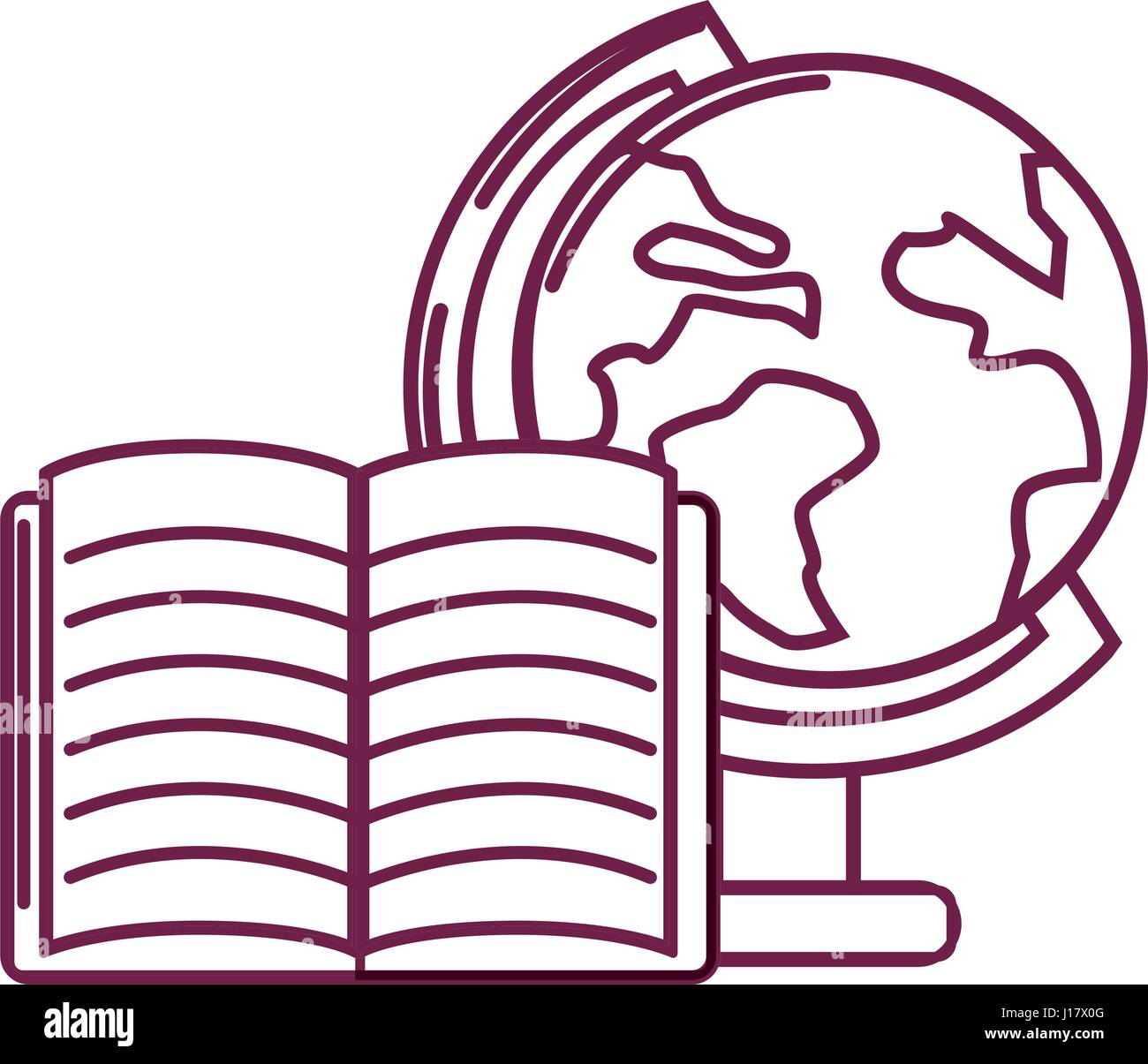 silhouette earth planet desk with open notebook Stock Vector Image ...