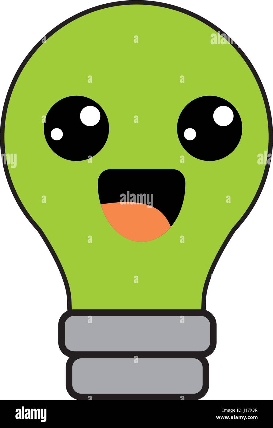 kawaii cute happy bulb icon Stock Vector Image & Art - Alamy