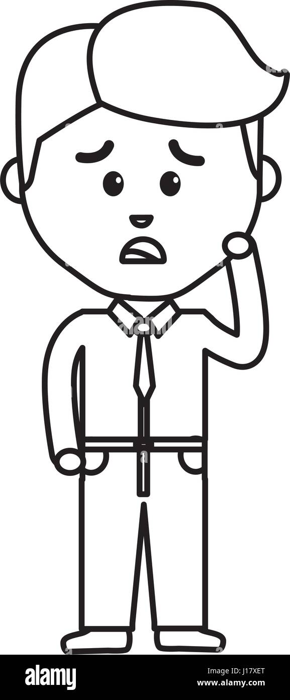 businessman line cartoon face sad expression Stock Vector Image & Art ...