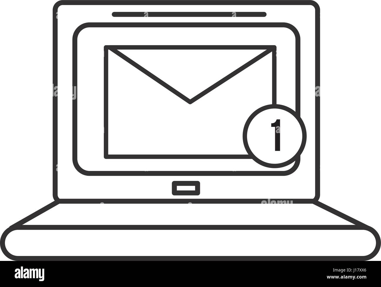 figure computer with virtual folder message icon Stock Vector Image ...