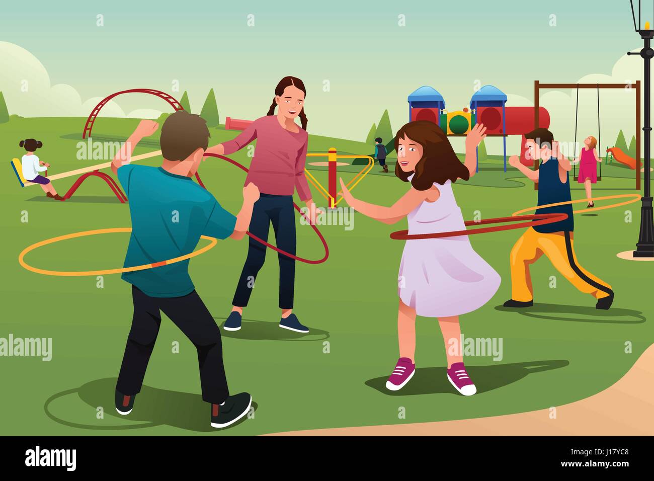 Children hula hoop park Stock Vector Images - Alamy