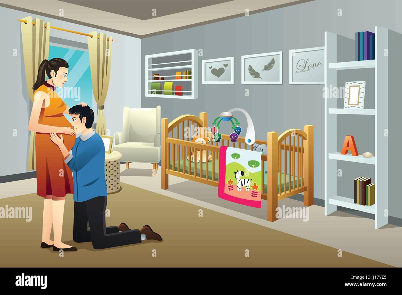 A vector illustration of a Pregnant Woman with Her Husband in the ...