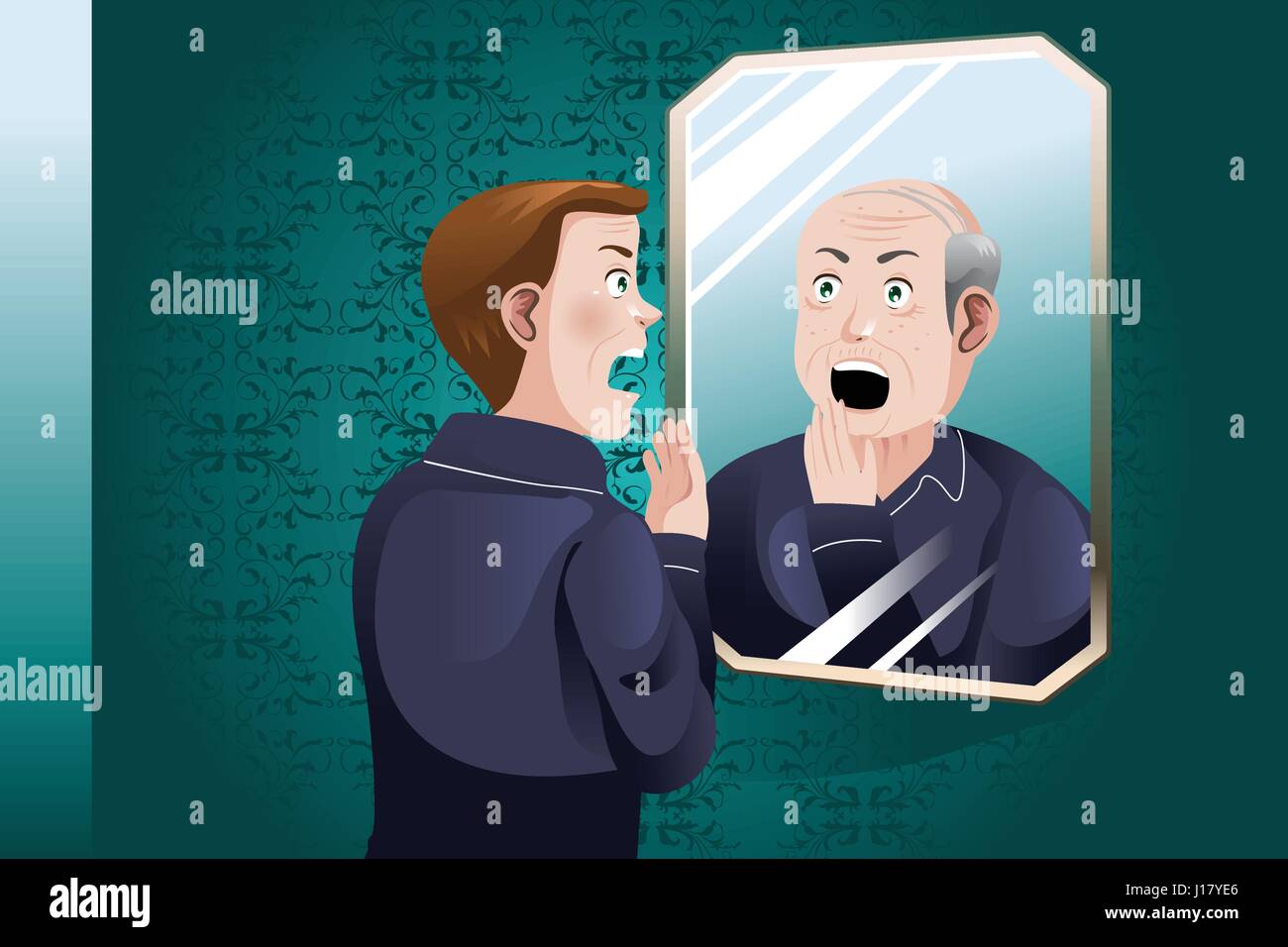 Man looking into mirror cartoon hi-res stock photography and images - Alamy