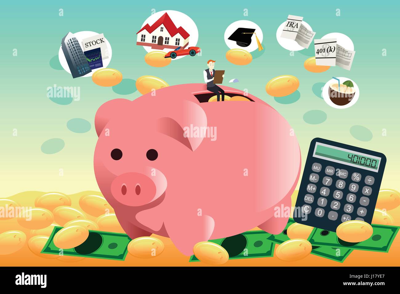 A vector illustration of future financial planning concept Stock Vector ...