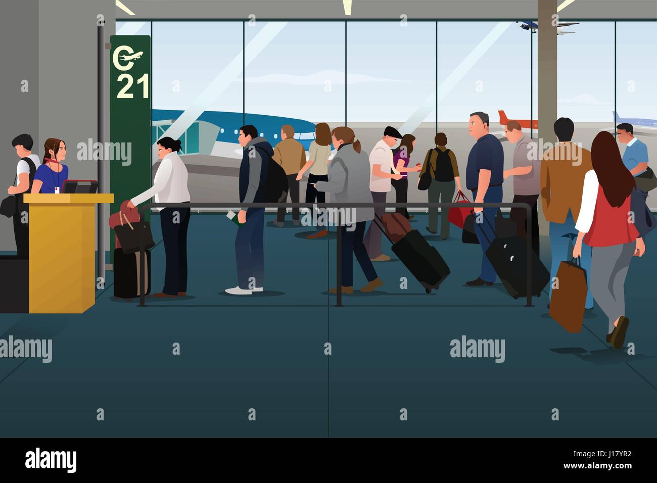 Passengers departure boarding gate Stock Vector Images - Alamy