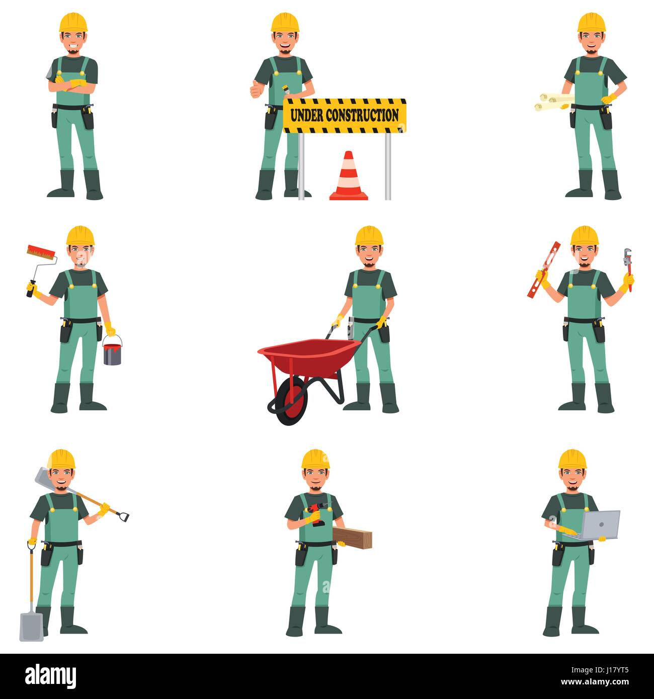 A vector illustration of Construction Worker Doing Work Stock Vector ...