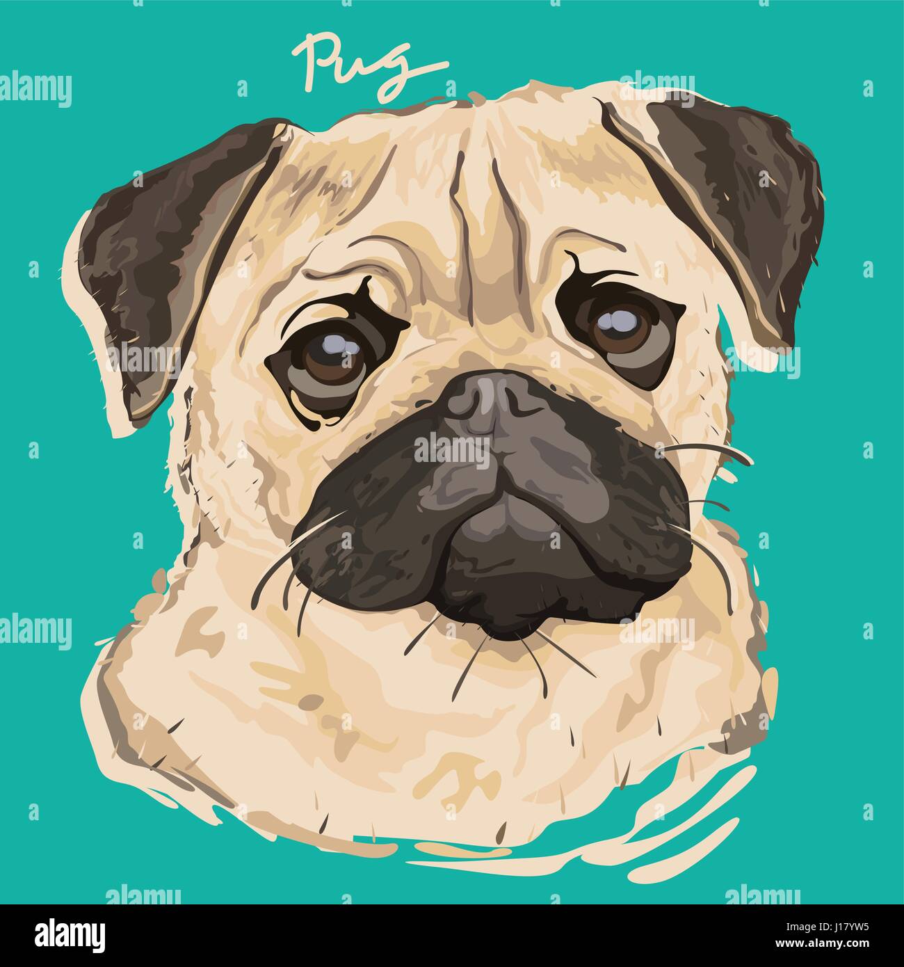 A vector illustration of pug painting poster Stock Vector Image & Art ...