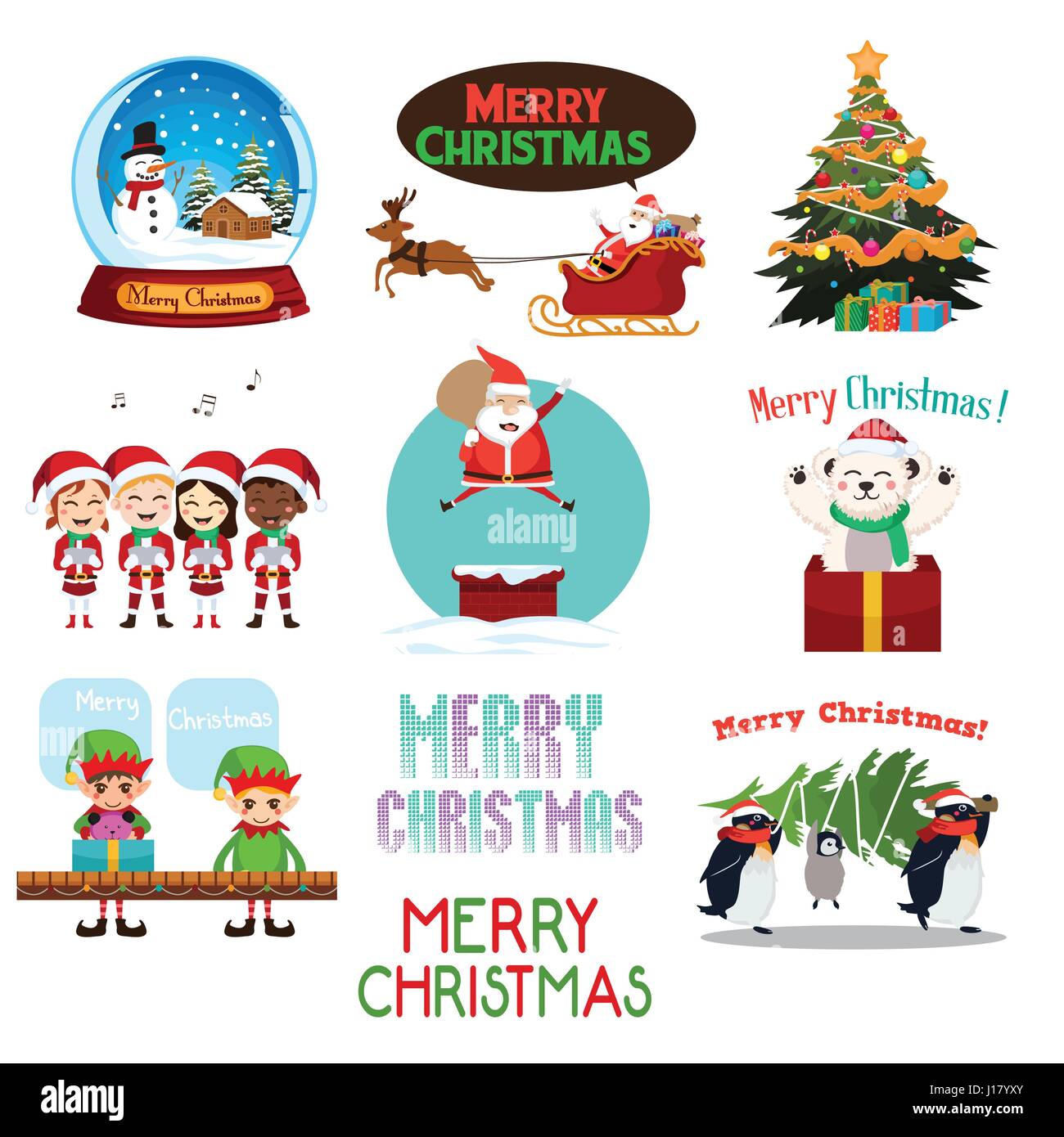 A vector illustration of Christmas Icons and Cliparts Stock Vector ...
