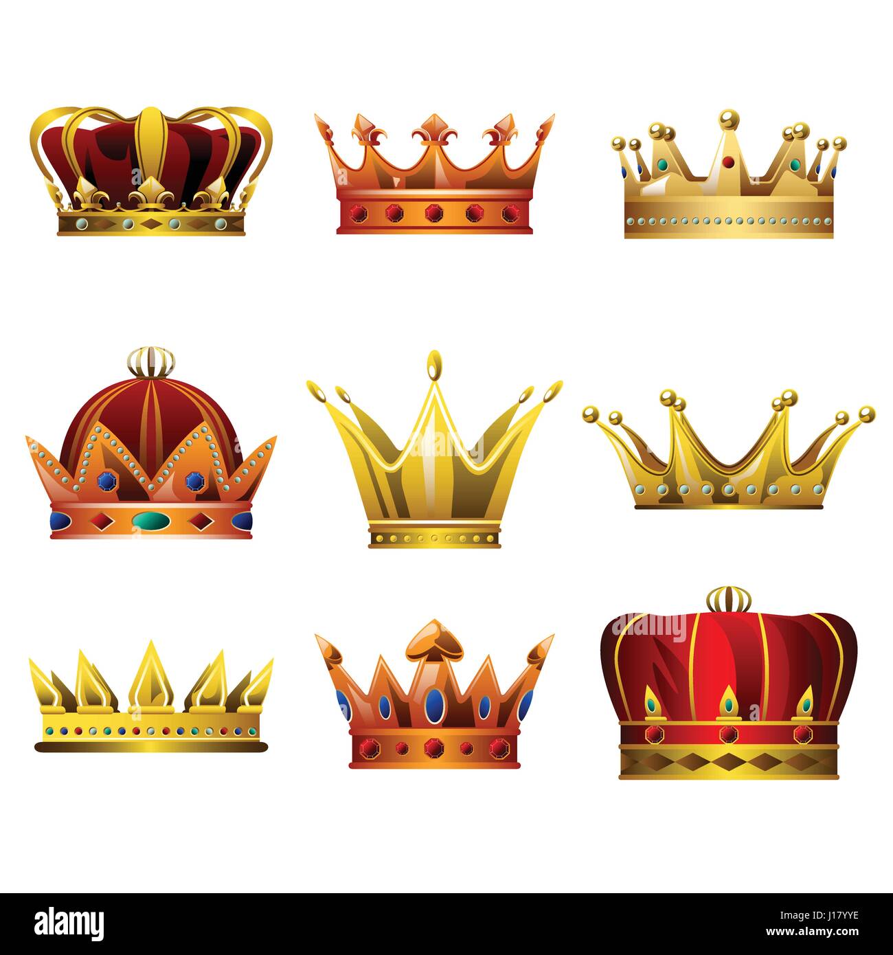 A vector illustration of a set of Crown designs Stock Vector Image ...