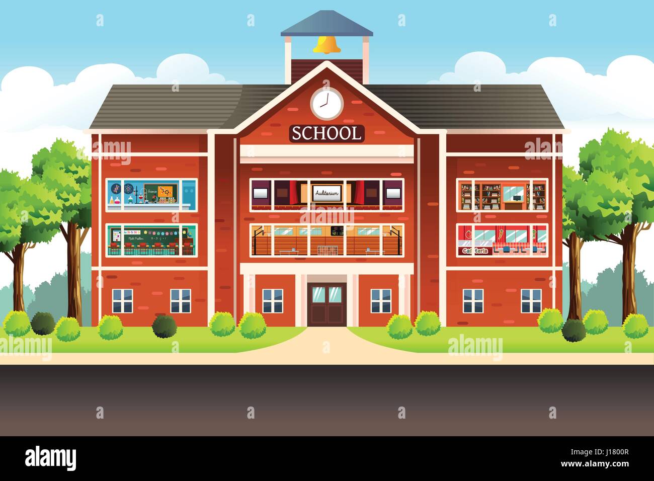 A vector illustration of school building Stock Vector Image & Art - Alamy