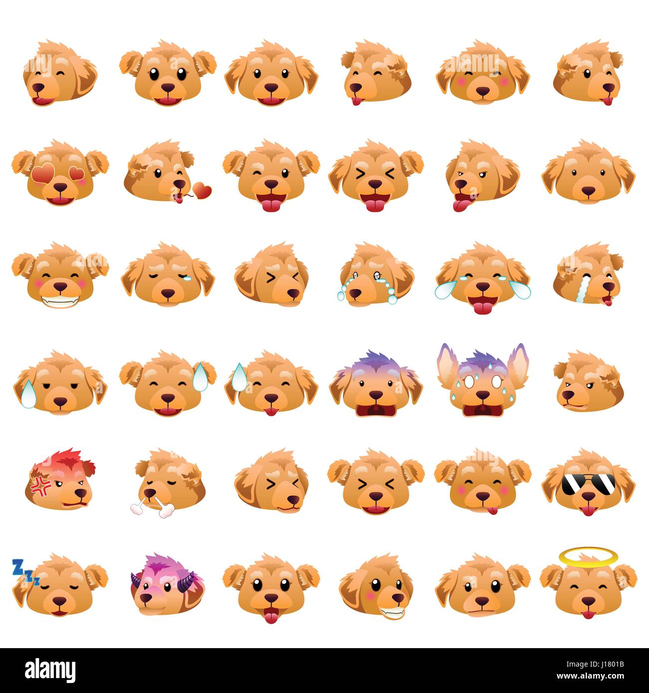 A vector illustration of Golden Retrievers Dog Emoji Emoticon ...