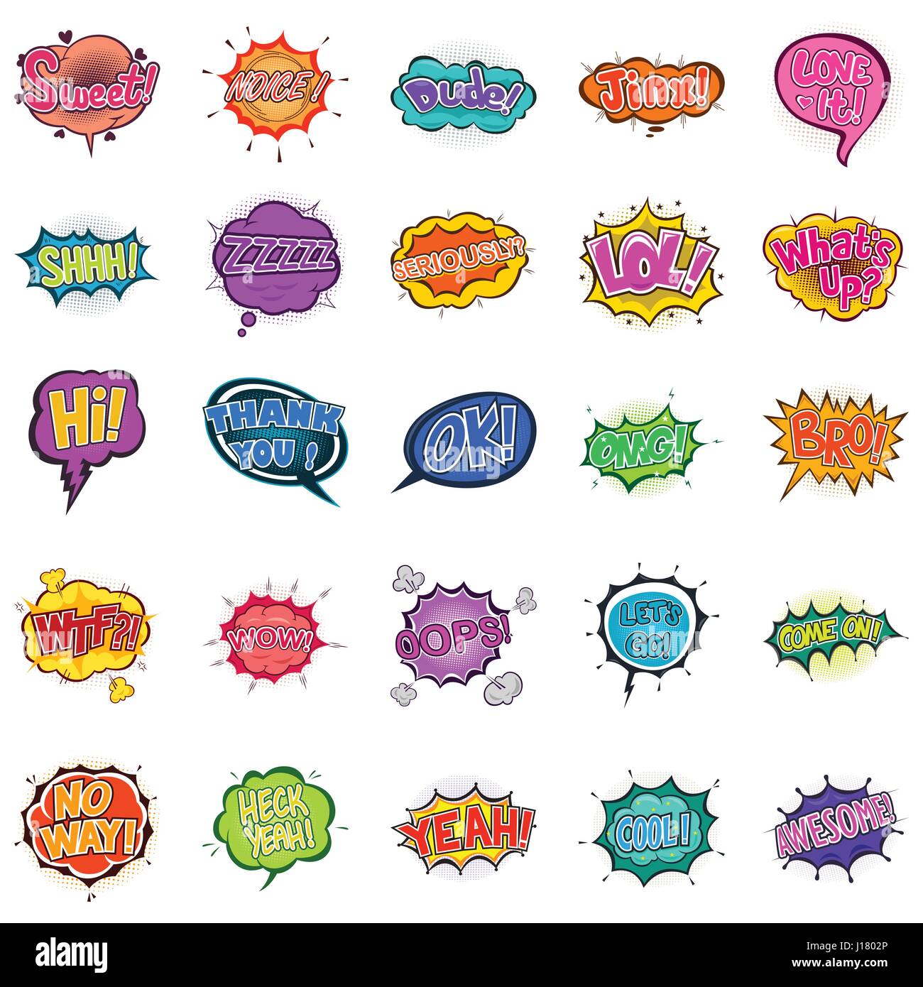 A vector illustration of Comic Expressions Speech Bubbles Stock Vector ...