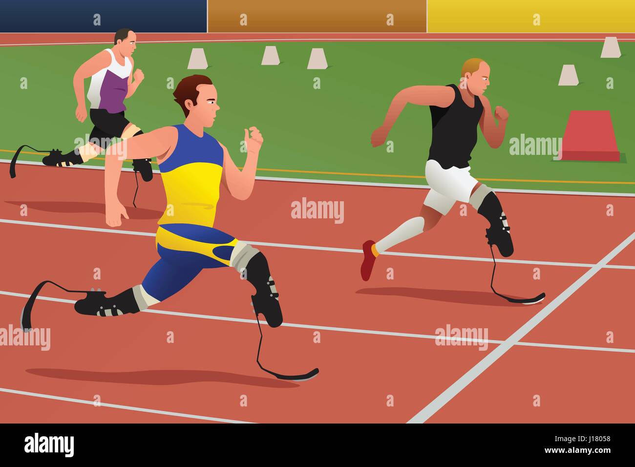 A vector illustration of Disabled Athletes in Running Competition Stock ...