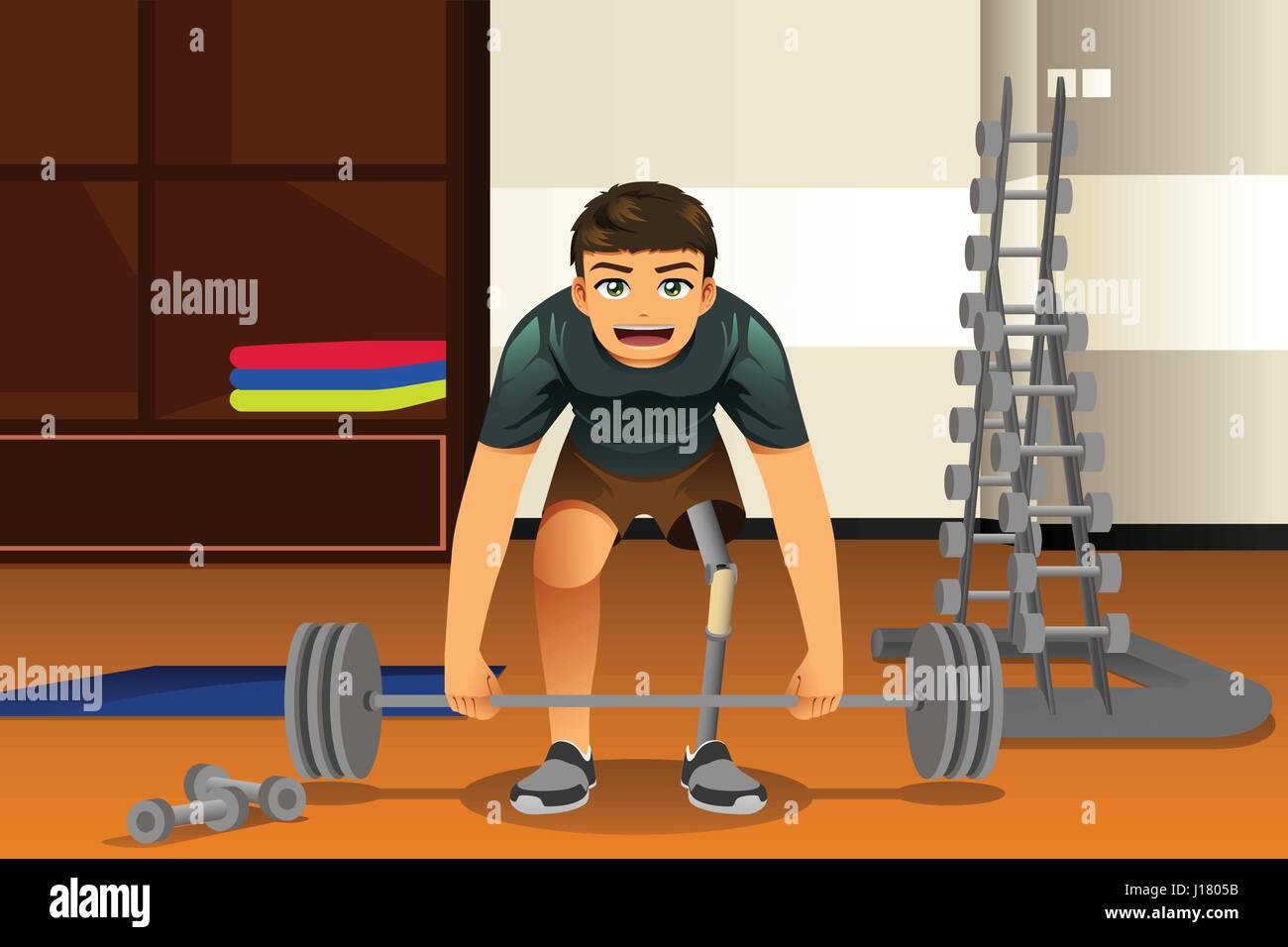A vector illustration of Disabled Athlete Exercising Lifting Weights ...