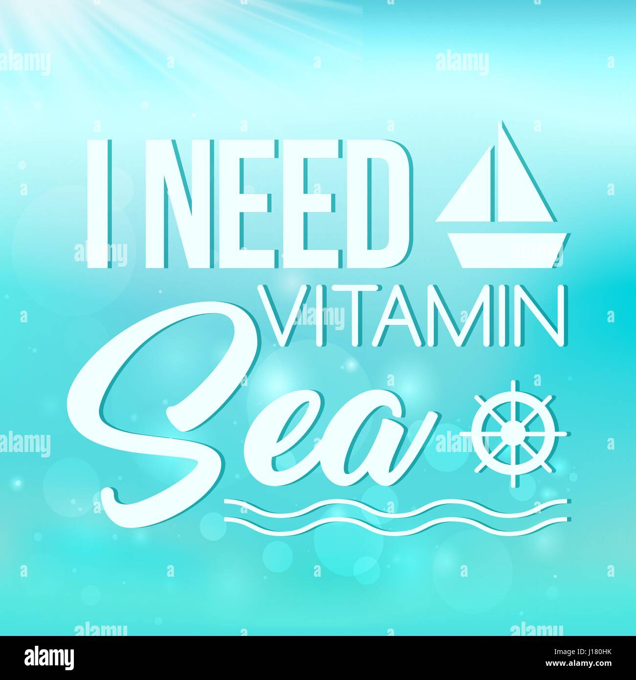 I need vitamin sea poster on turquoise background Stock Vector Image ...