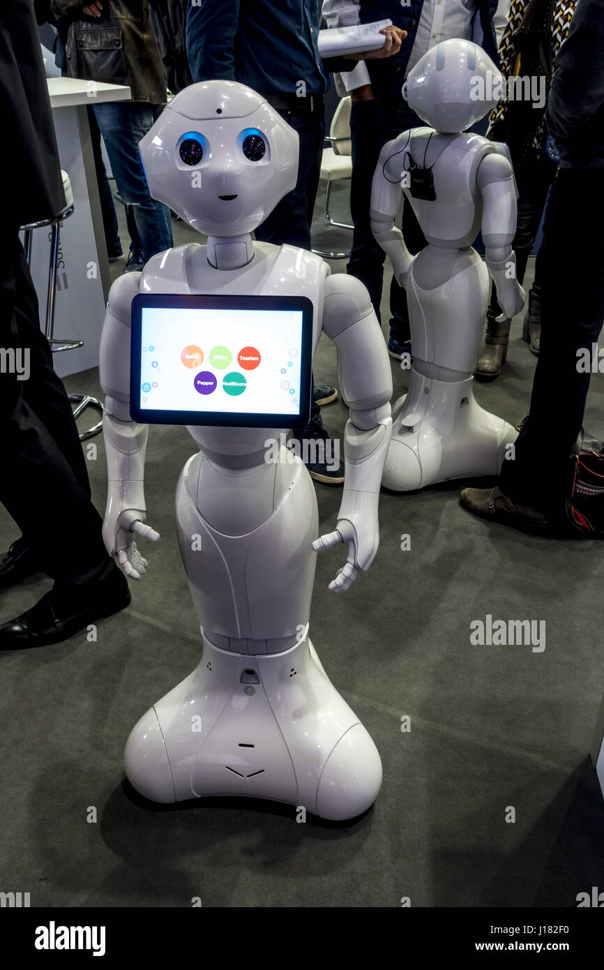CEBIT 2017 Hannover, Pepper Roboter von Softbanks Robotics Stock Photo ...