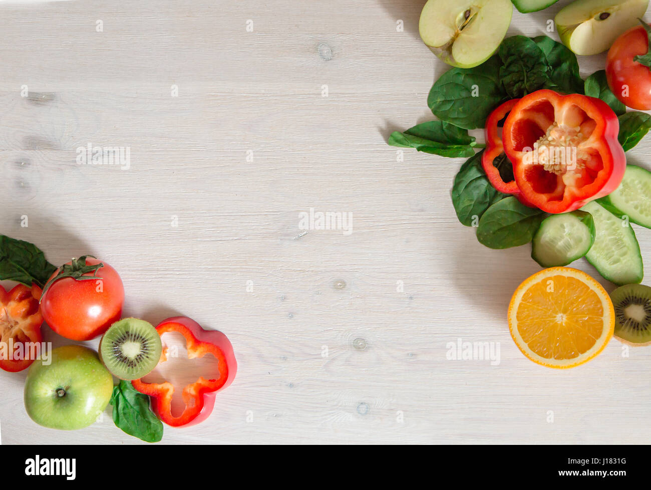 Colorful fruits and vegetables background Stock Photo - Alamy