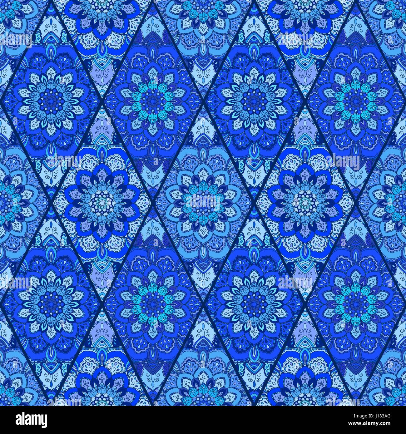 Blue Background Tile Flower Rhombus Stock Vector Image & Art - Alamy