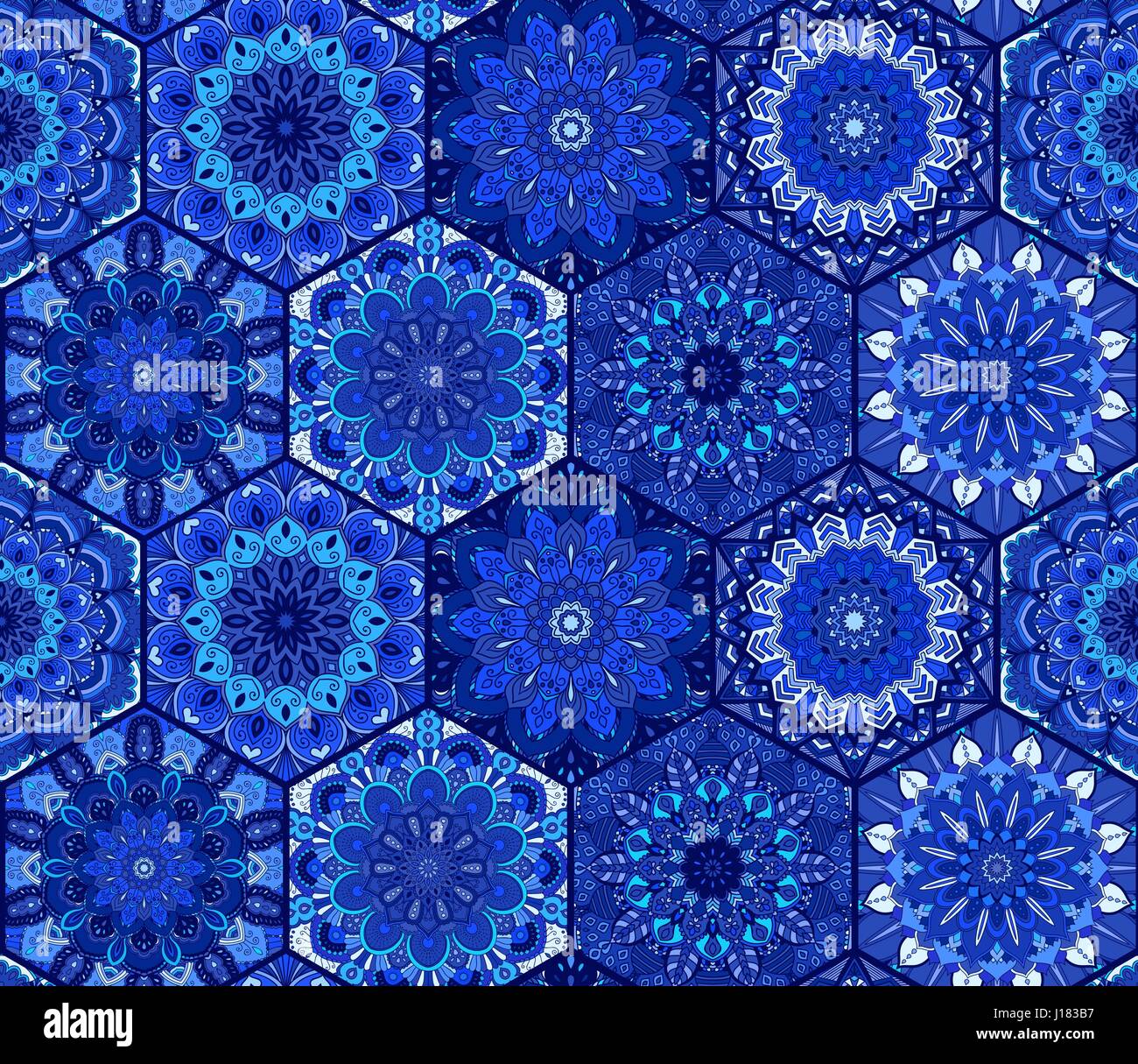 Blue Background Tiles Mandala Pattern Stock Vector Image & Art - Alamy