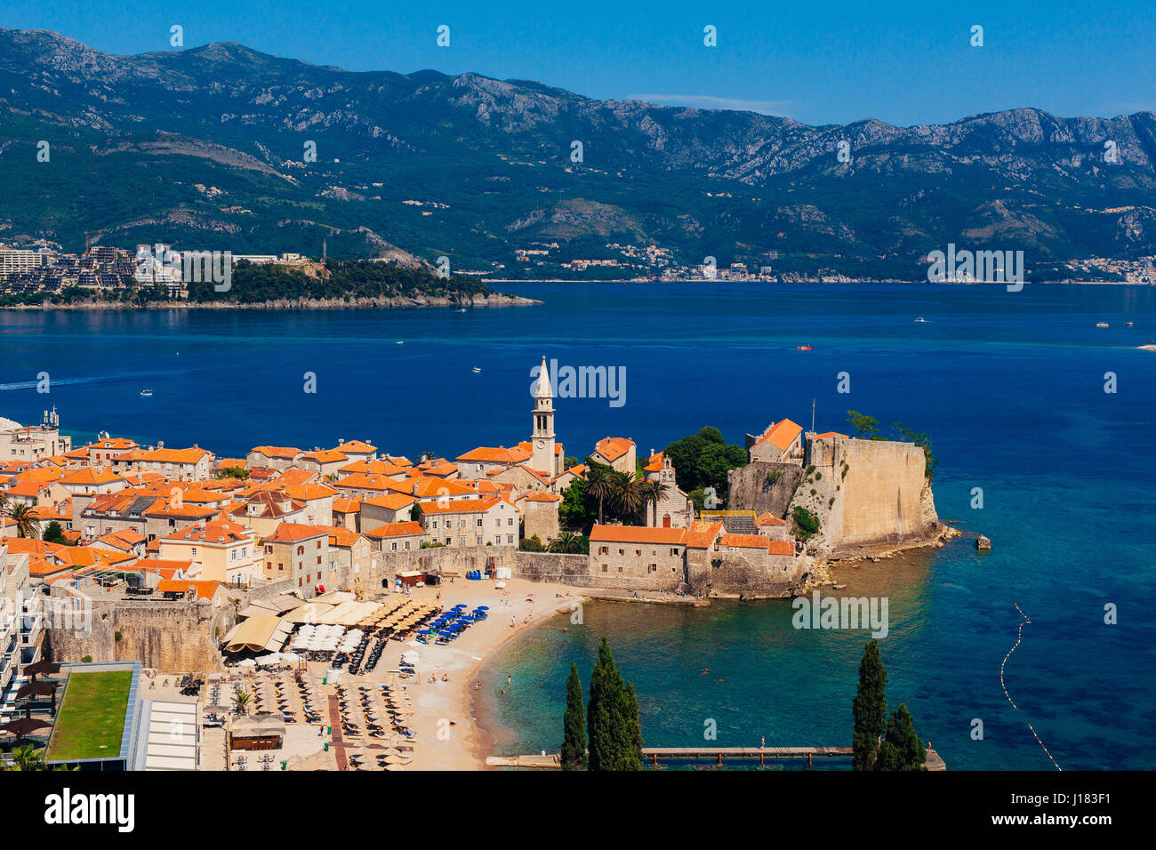 Panoramic view of the Budva Riviera from the observation deck Stock ...