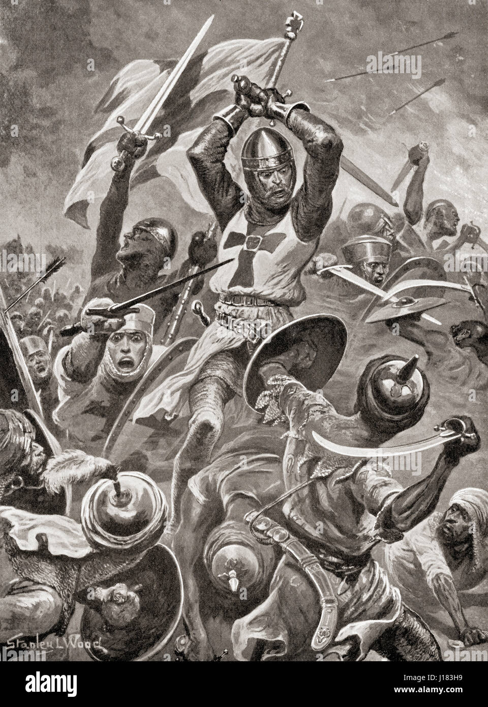 Crusaders storming the city of Tyre, Levant during The Venetian Crusade ...