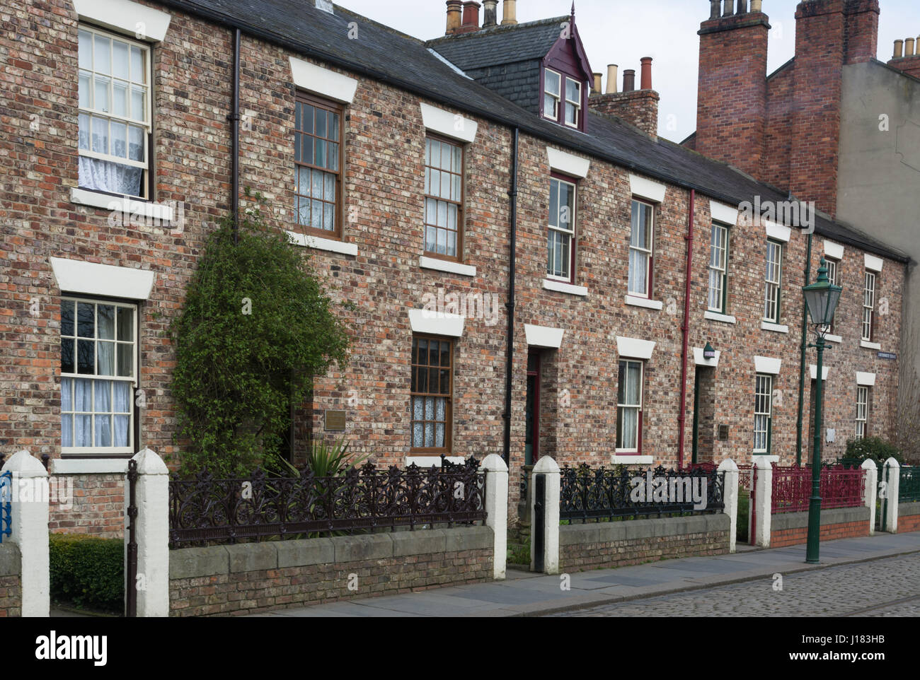 Terraced houses at Beamish museum Stock Photo - Alamy