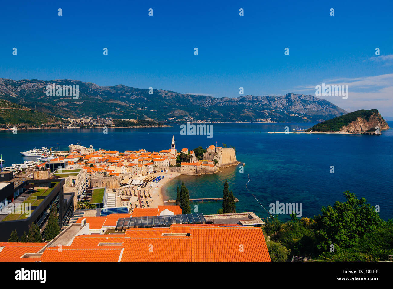 Panoramic view of the Budva Riviera from the observation deck Stock ...