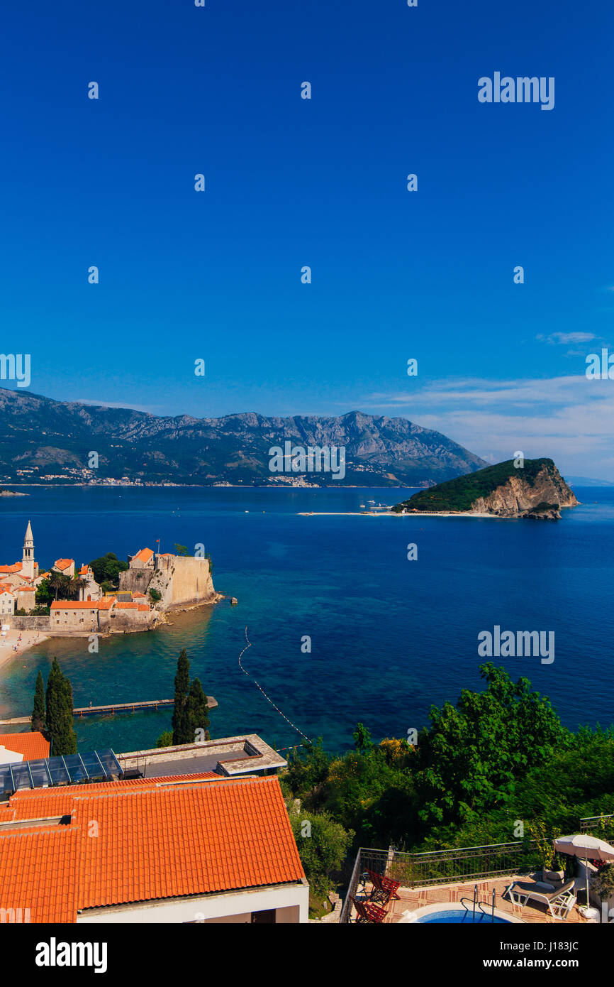Panoramic view of the Budva Riviera from the observation deck Stock ...