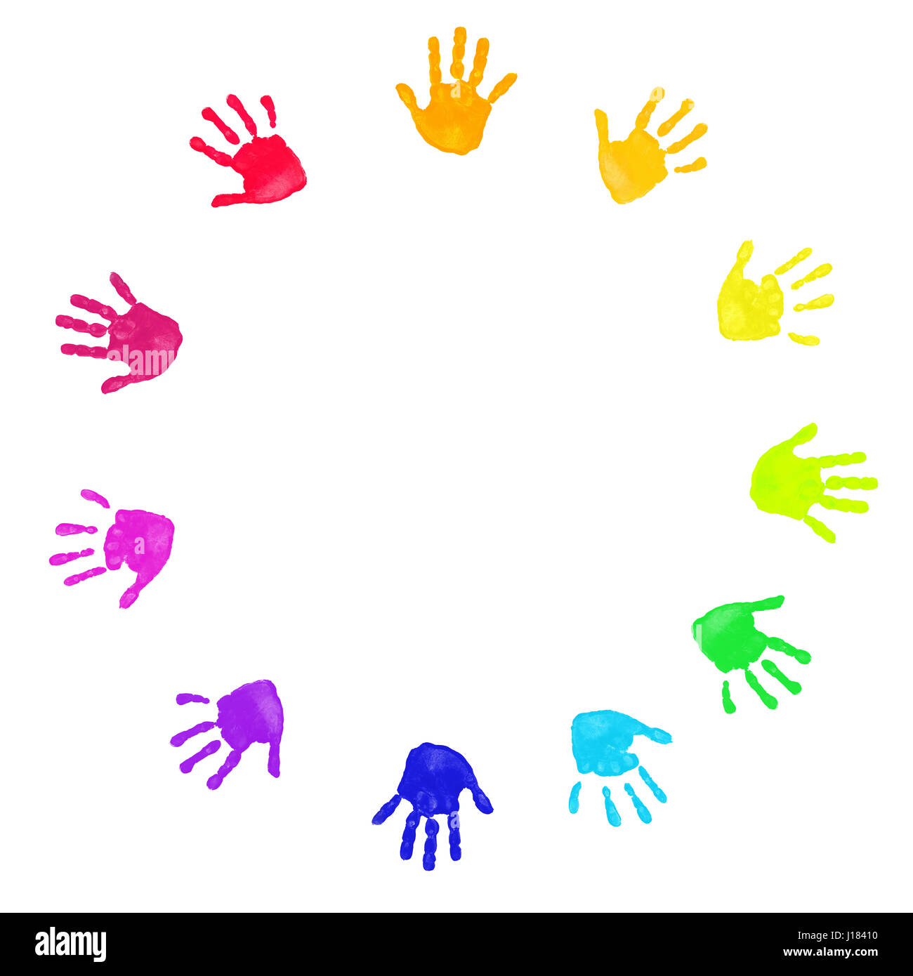 Set of colorful hand prints isolated on white background Stock Photo ...