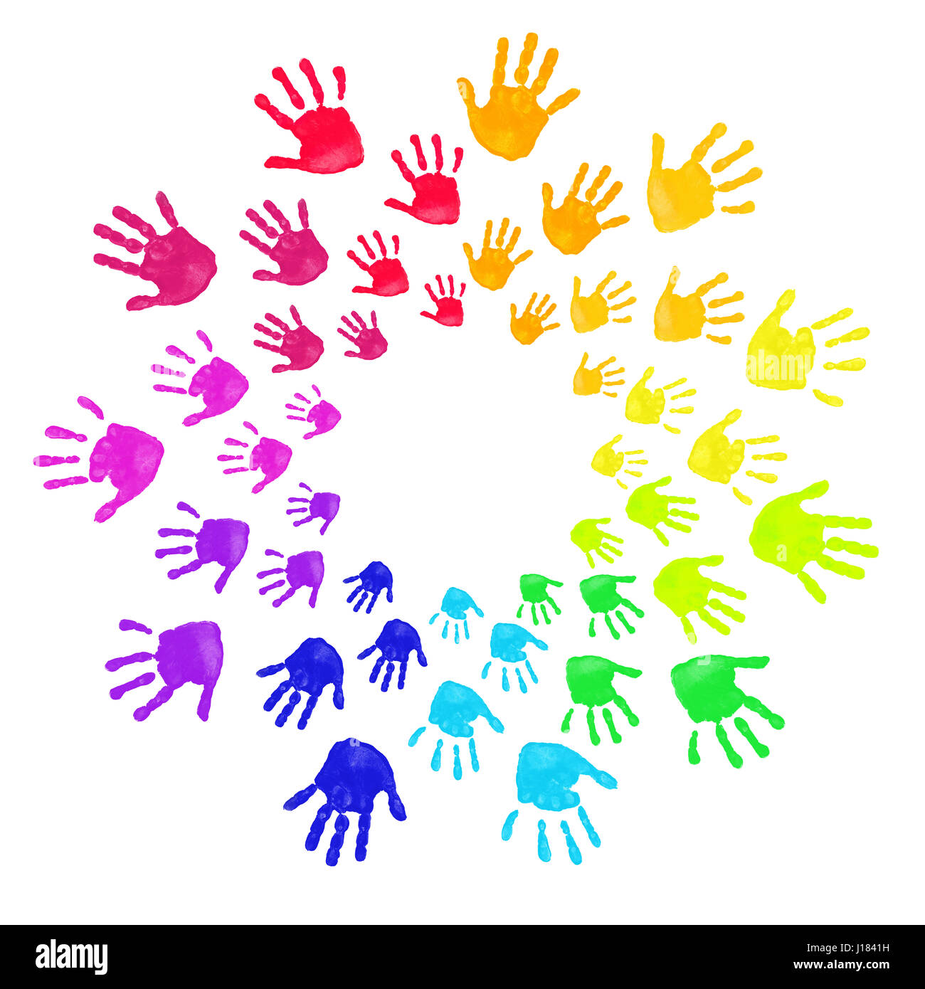 Set of colorful hand prints isolated on white background Stock Photo ...