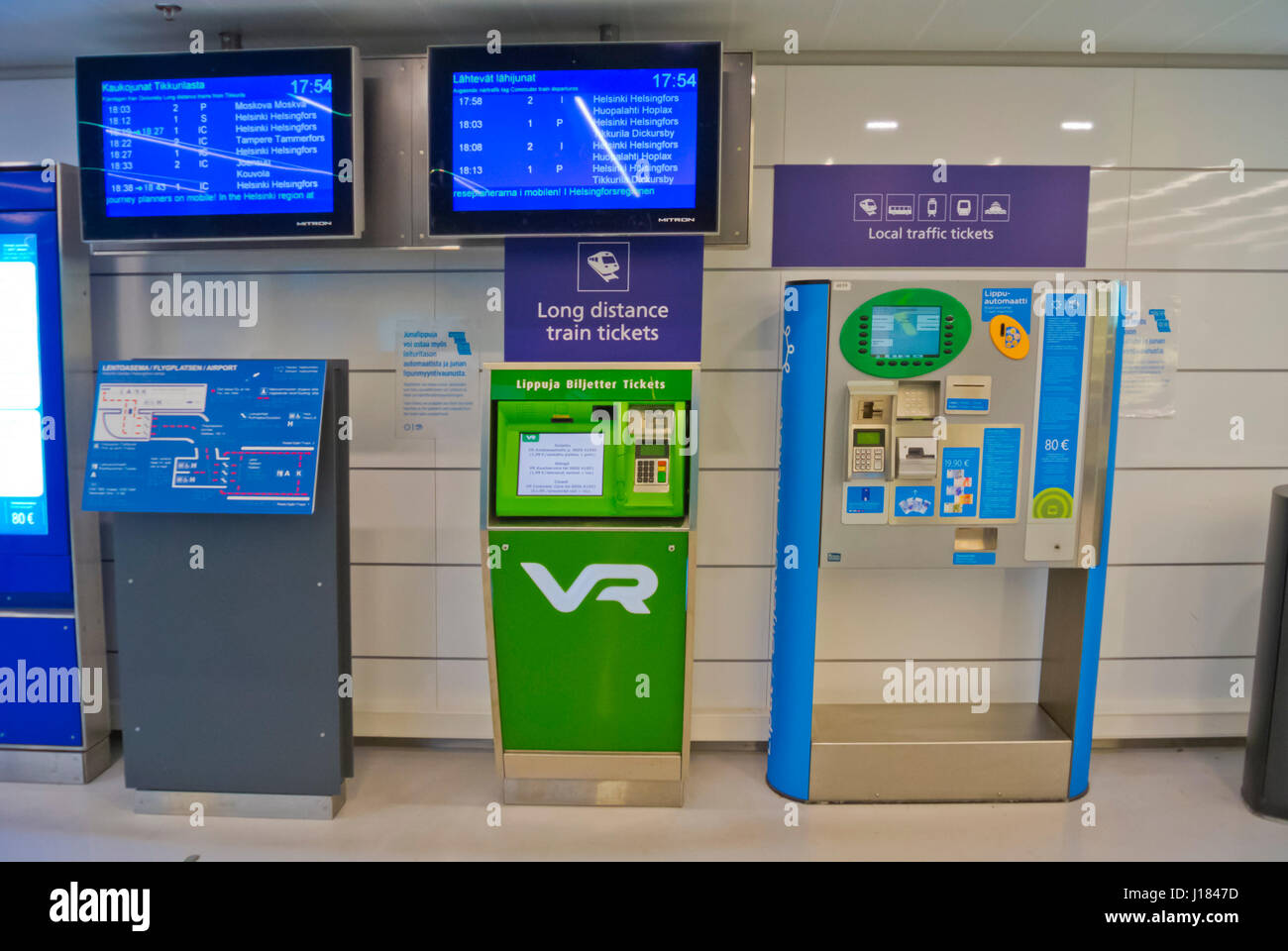 Ticket machines, for local and long distance trains, Helsinki Airport ...