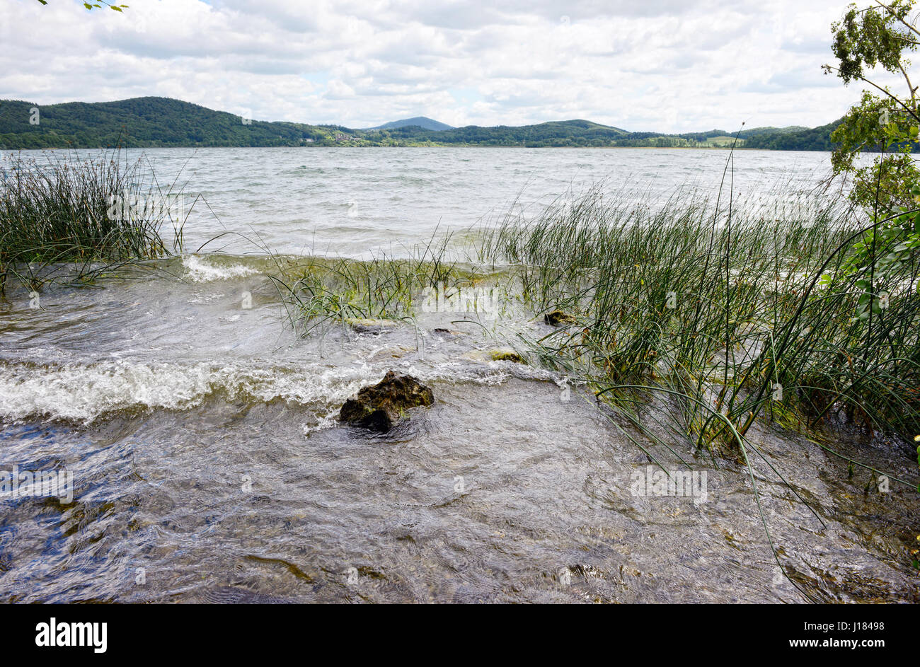 waves on Laach Lake at eifel region. old caldera of volcano (Rhineland ...