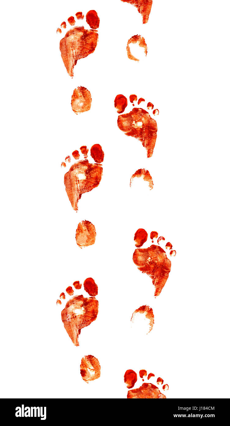 Spooky foot prints isolated on white Stock Photo - Alamy