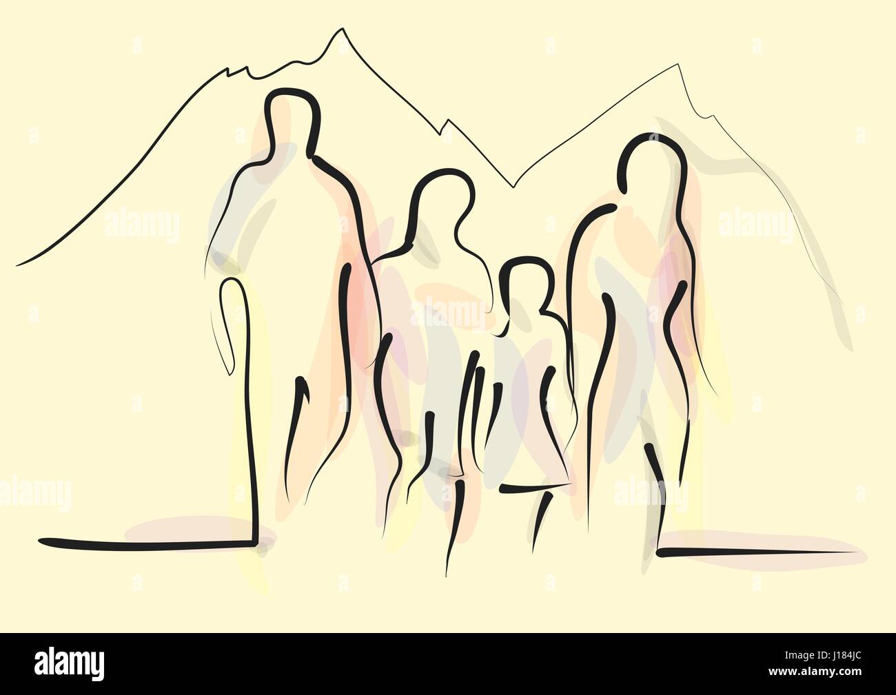 Family hiking together Stock Vector Images - Alamy