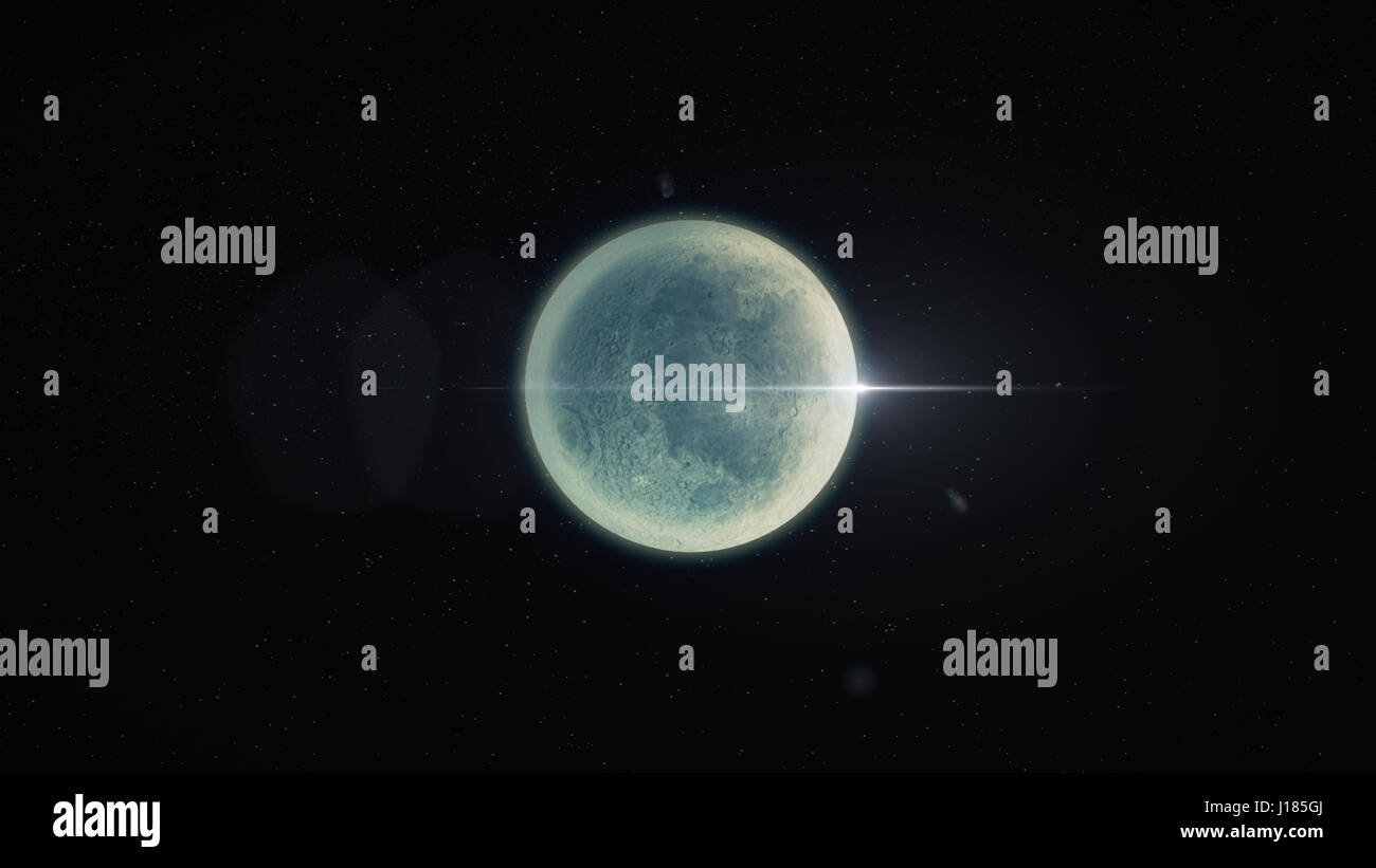 3D Illustration: Moon with Flare Stock Photo - Alamy