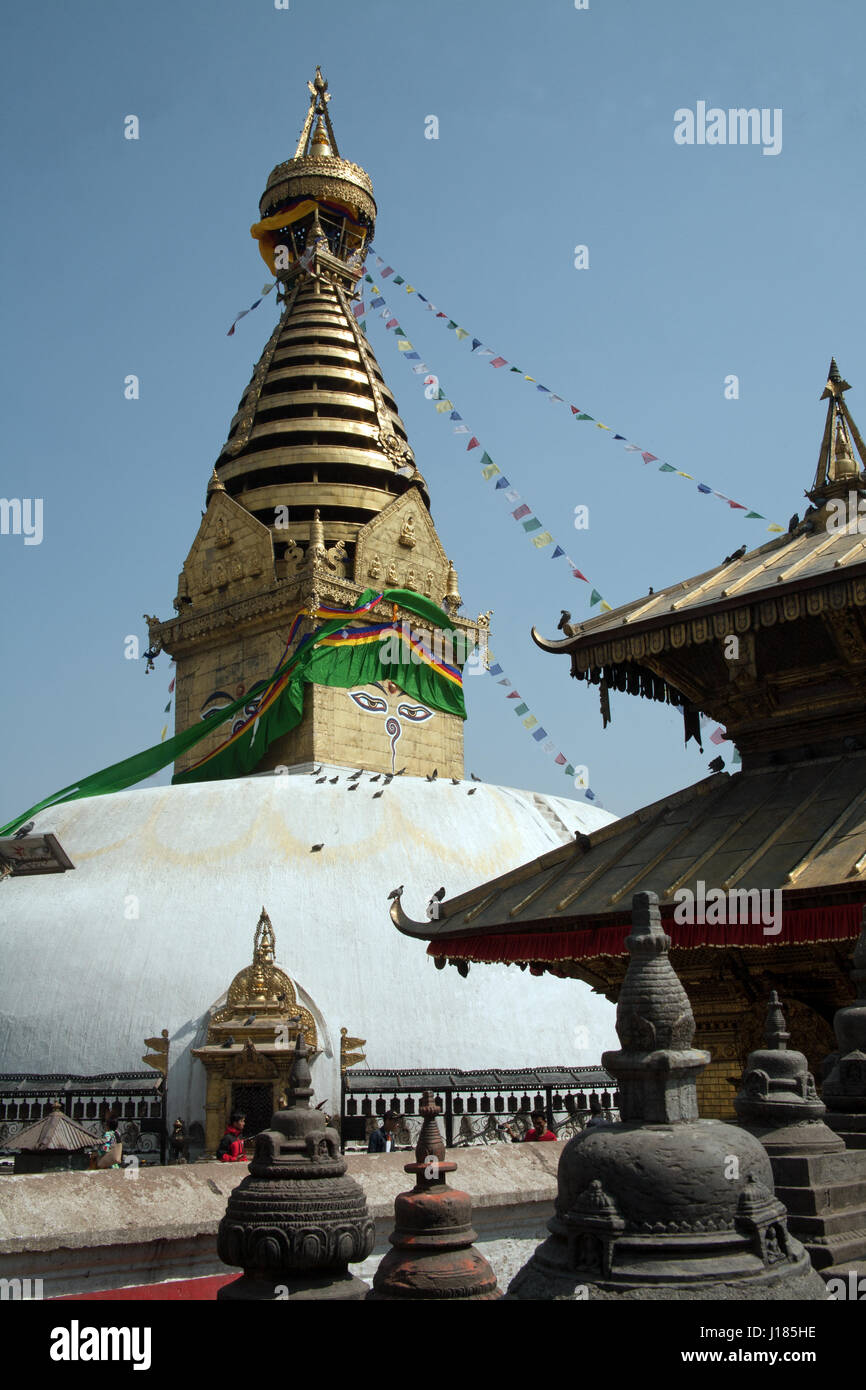 Swayambhu stupa / Swayambhunath stupa , Kathmandu, Nepal Stock Photo ...