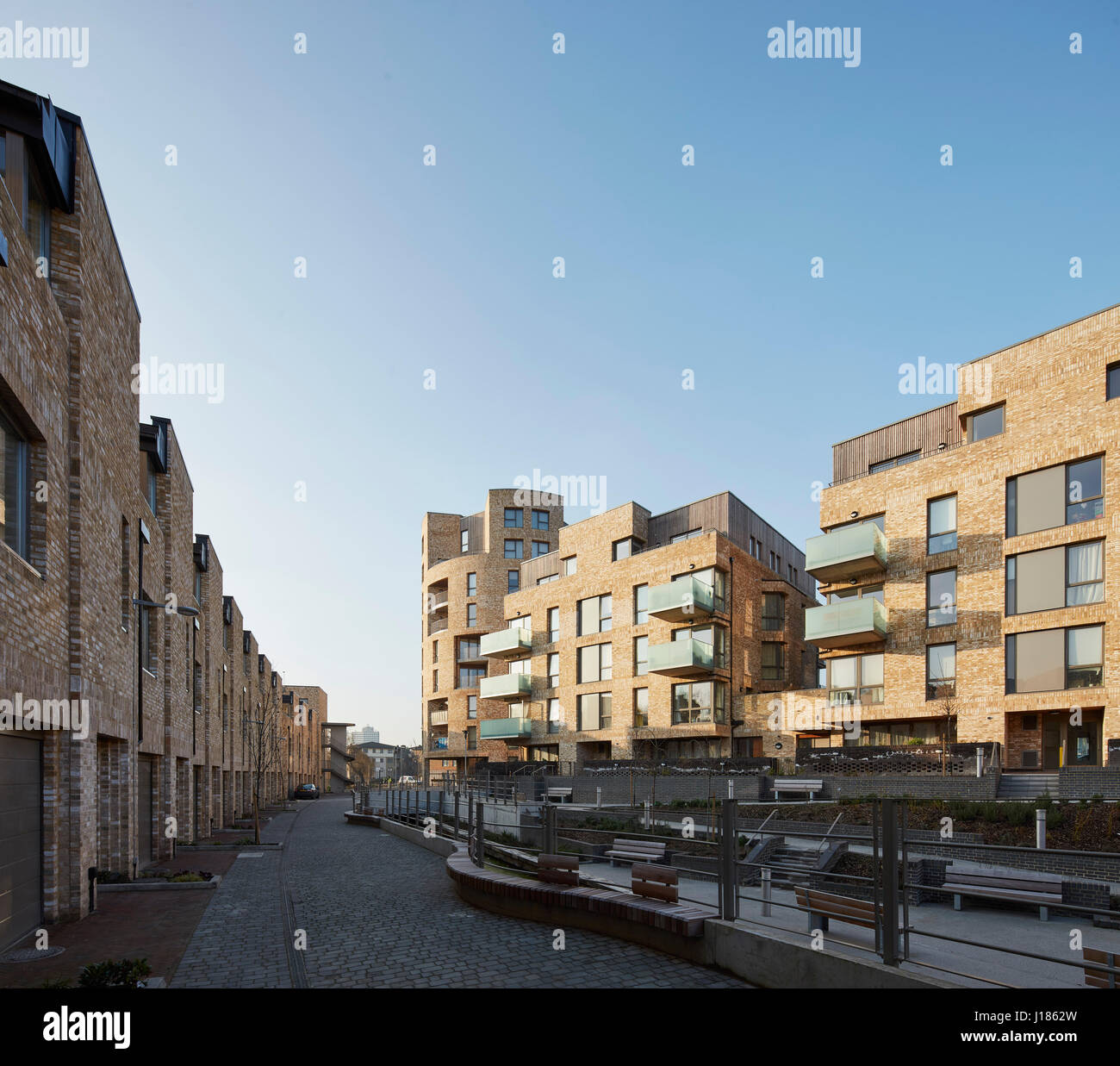 Perspective along communal garden, mews terrace and villa apartments ...