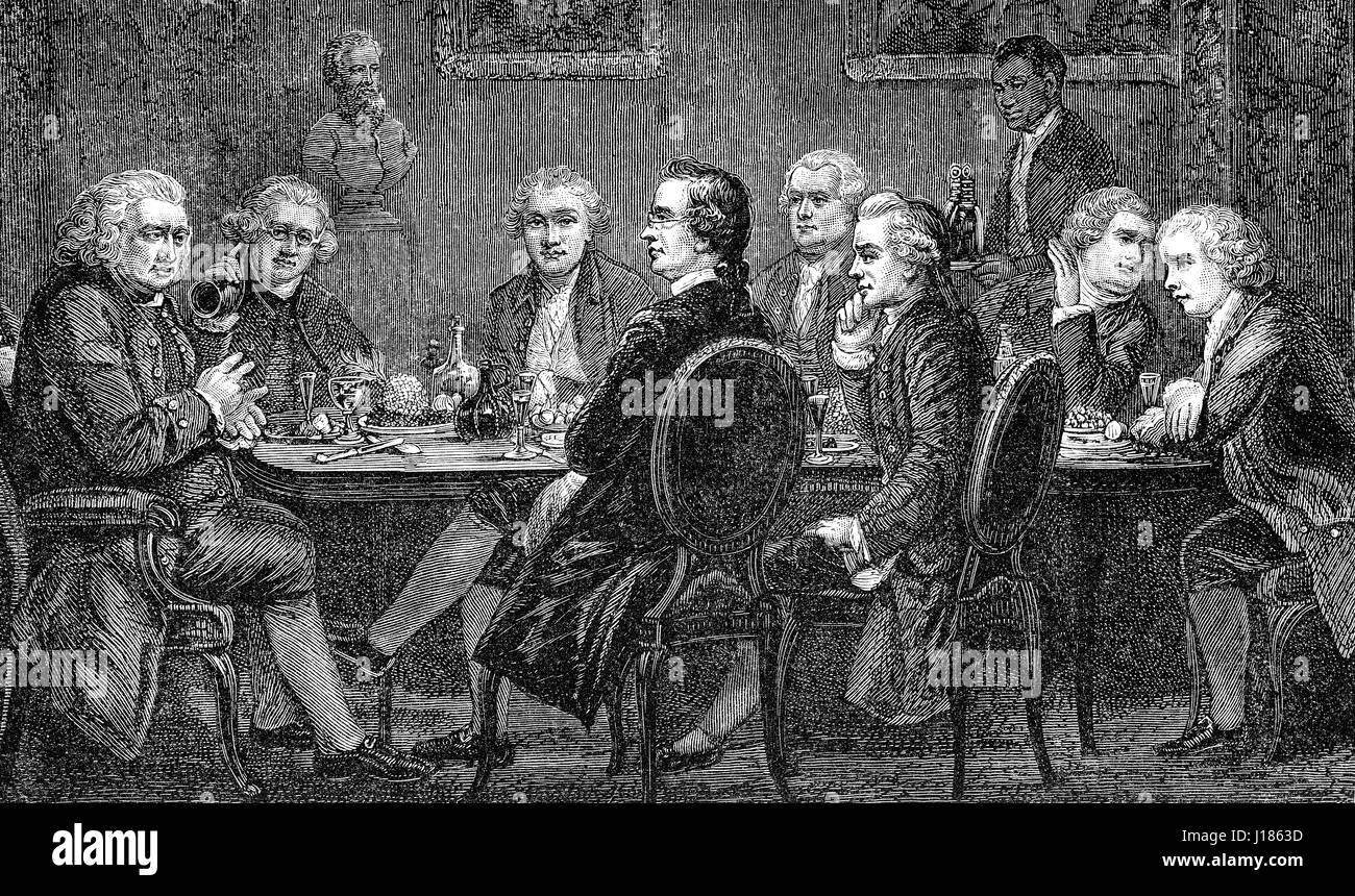 A party at the house of Sir Joshua Reynolds, an English painter Stock ...