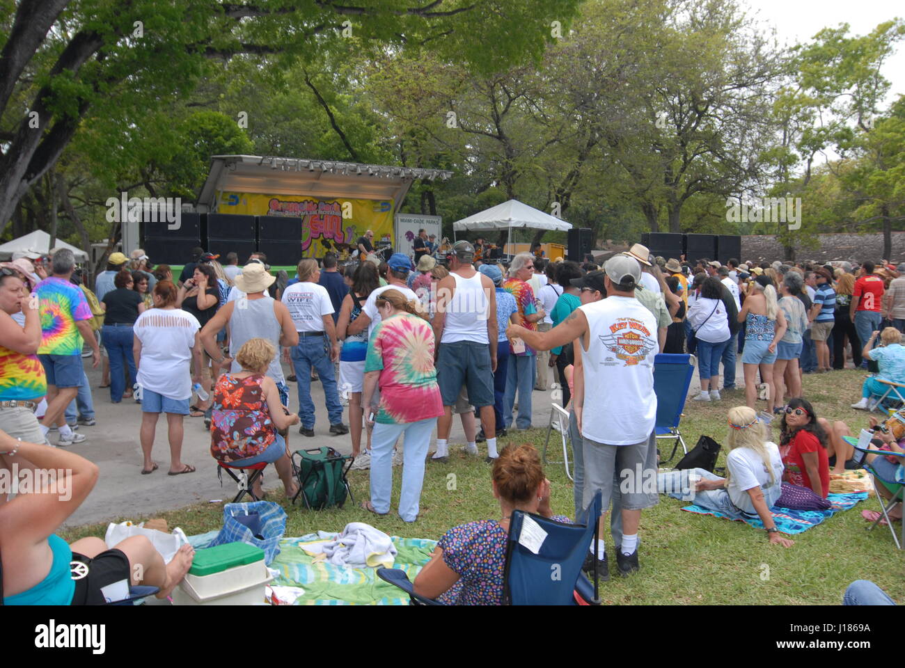 hippy festival love in Miami Florida USA people dressed as 1960's ...