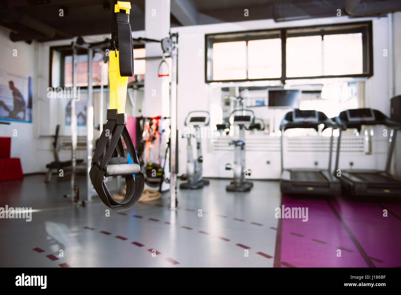Interior of new modern gym with equipment Stock Photo - Alamy
