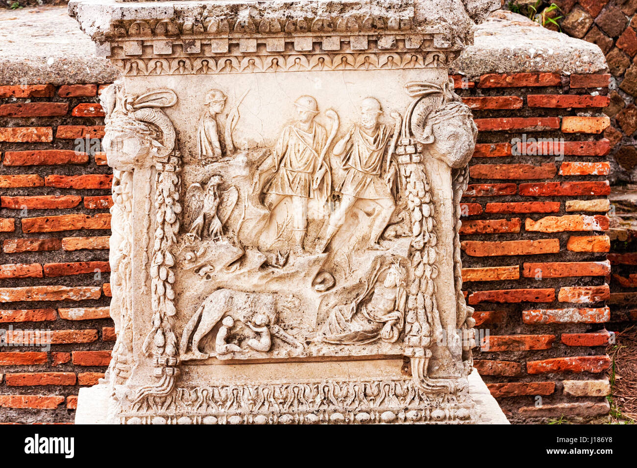 Ancient Roman bas relief in Ostia Antica - Rome, Italy Stock Photo - Alamy